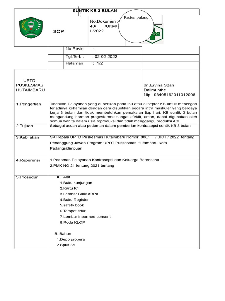 SOP KB Suntik 3 | PDF | Sains & Matematika