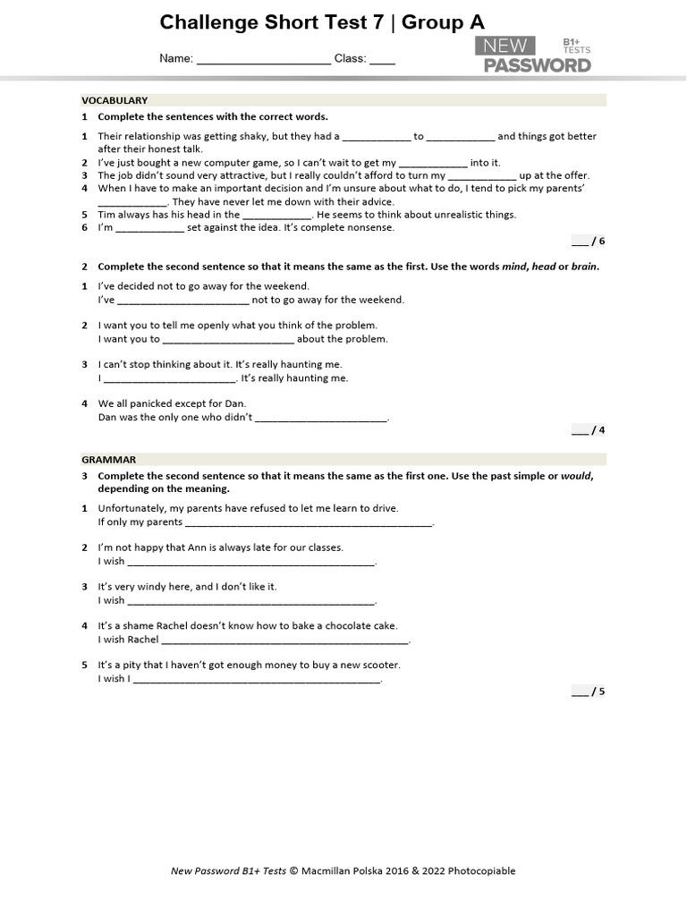New Password B1+ CST 7A | PDF New Password B1+ CST 7A | PDF