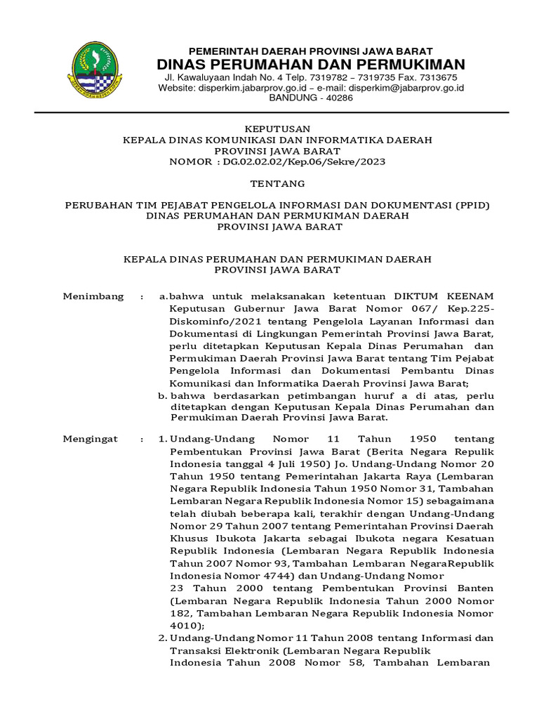 SK - 06 - SEKRETARIAT - SK PPID Pembantu Diskominfo 2022 | PDF