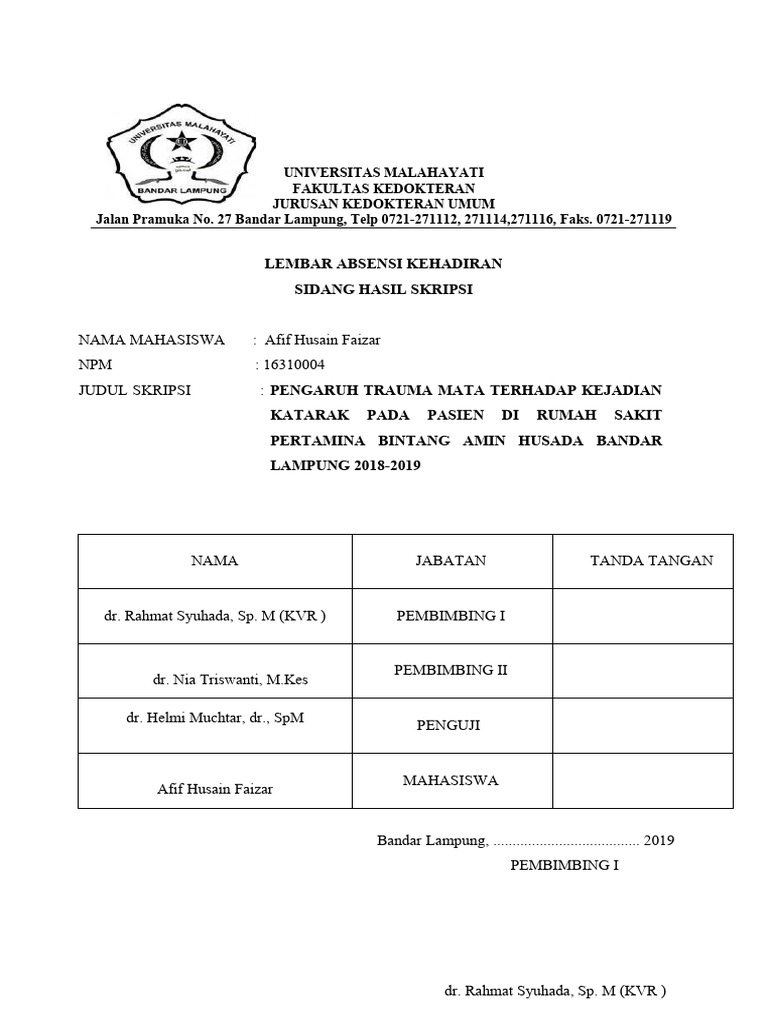 Lembar Absensi Kehadiran Seminar Proposal | PDF