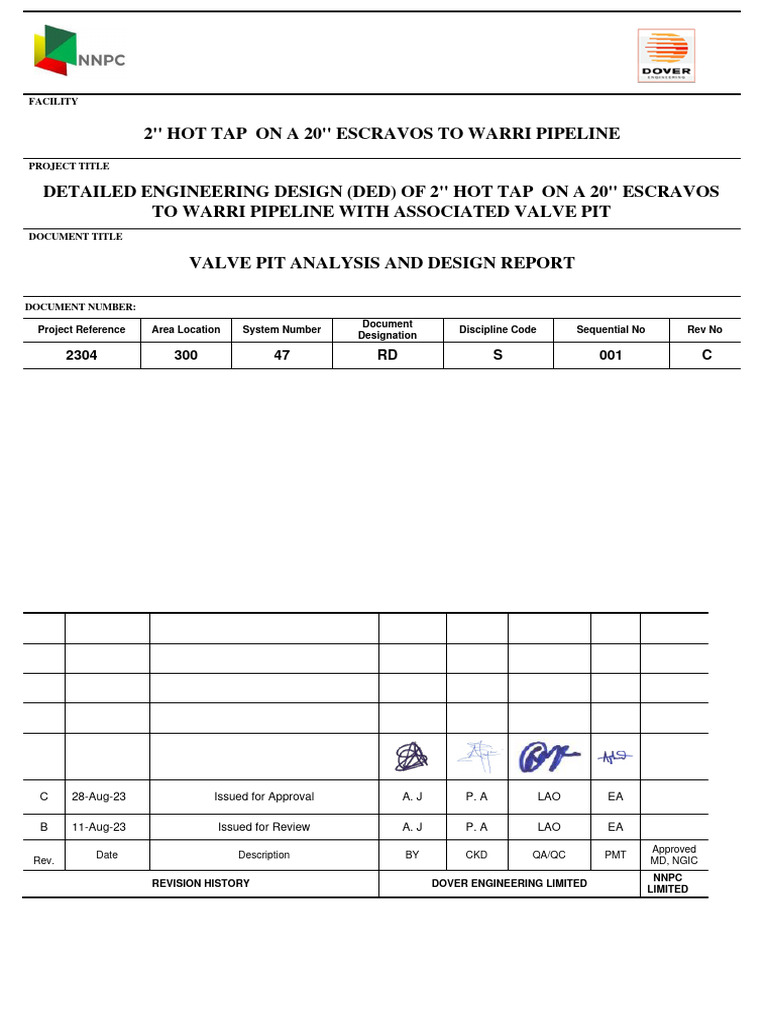 2304-300-47-RD-S-001 - C - Valve Pit Analysis and Design Report | PDF | Pipe (Fluid Conveyance ...