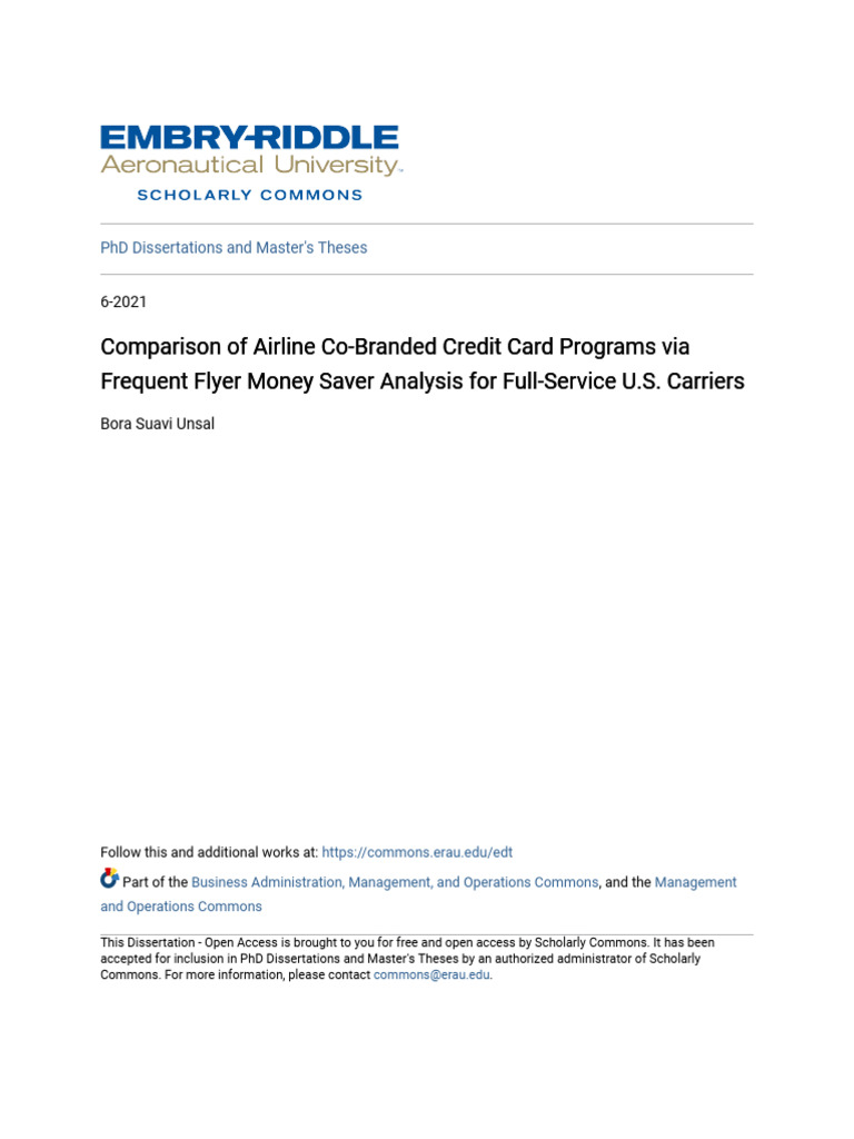 Comparison of Airline Co-Branded Credit Card Programs Via Frequen | PDF ...