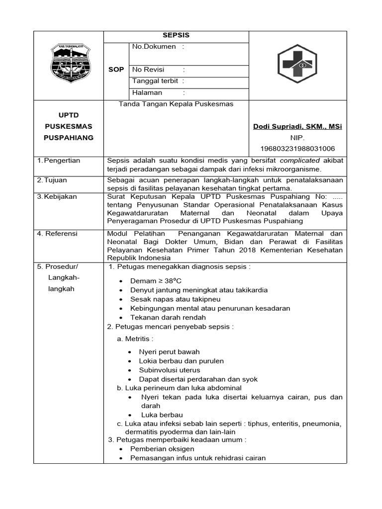 Sop Sepsis | PDF