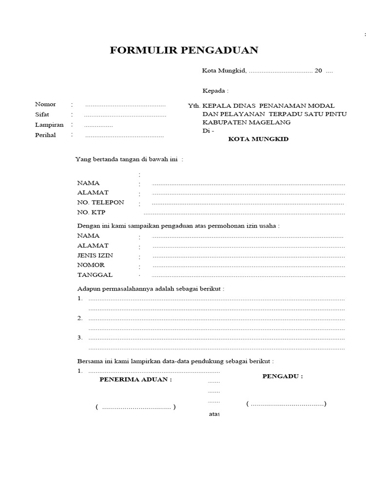 Berita Acara Dan Formulir Pengaduan | PDF