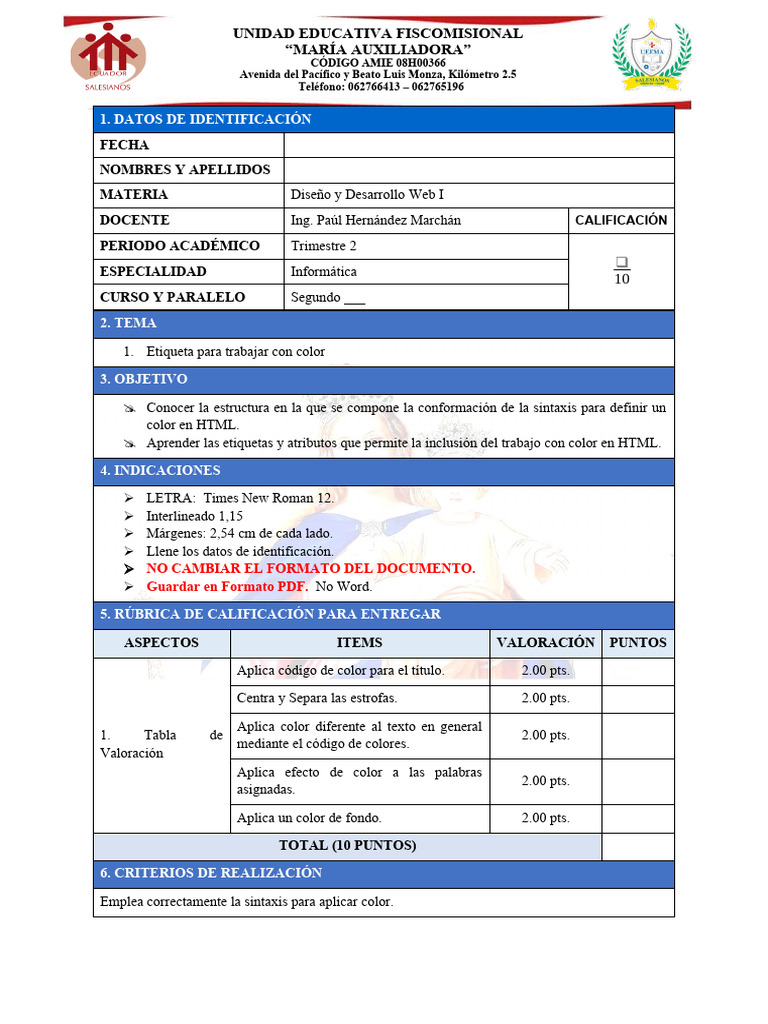 U2 T6 TRI2 DDW 2INF Ficha-Act N3 | PDF | HTML | Ingeniería de software