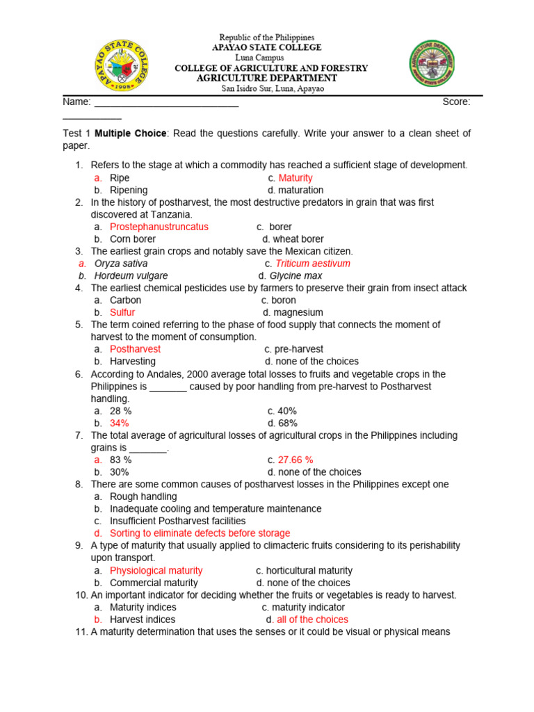 Midterm Exam | PDF | Postharvest | Plant Hormone