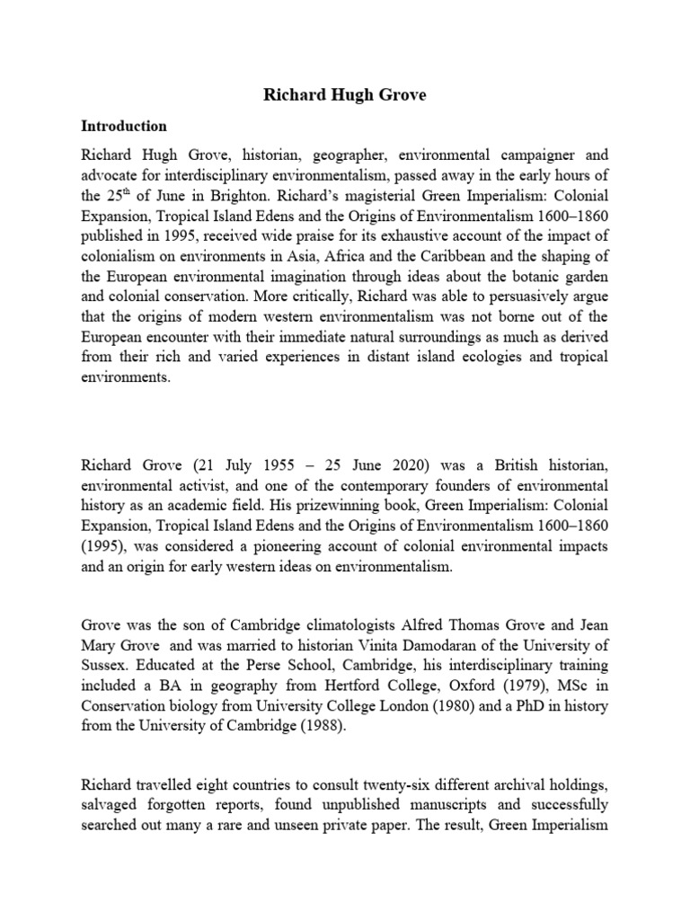 Richard Grove | PDF | Earth Sciences | Natural Environment