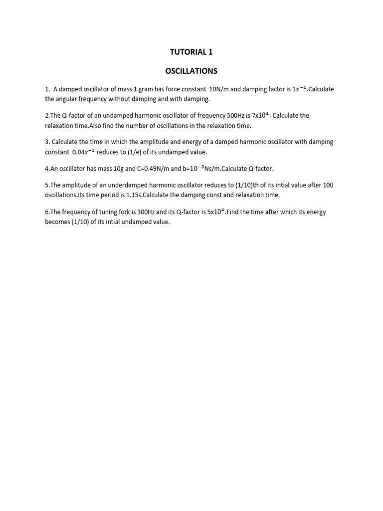 Oscillation Calculations Tutorial | PDF | Teaching Methods & Materials | Science & Mathematics