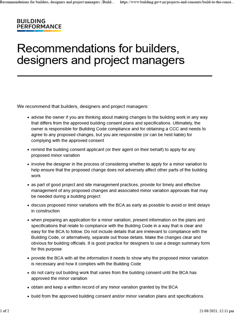 Building Project Change Guidelines | PDF | Consent | Justice