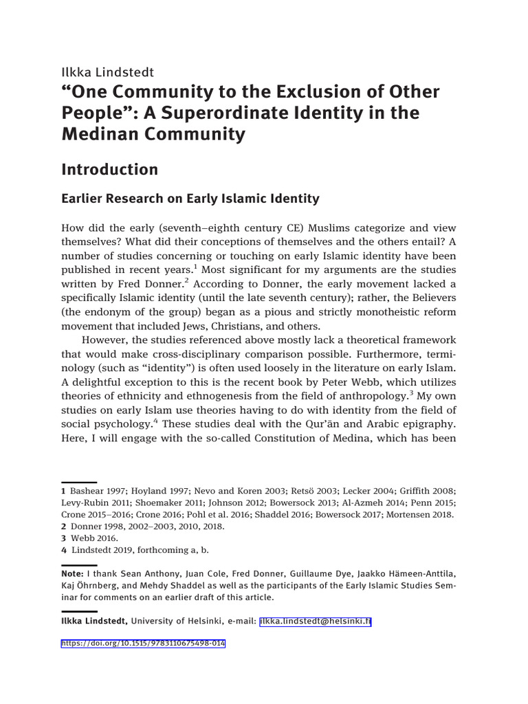 "One Community To The Exclusion of Other People ": A Superordinate ...