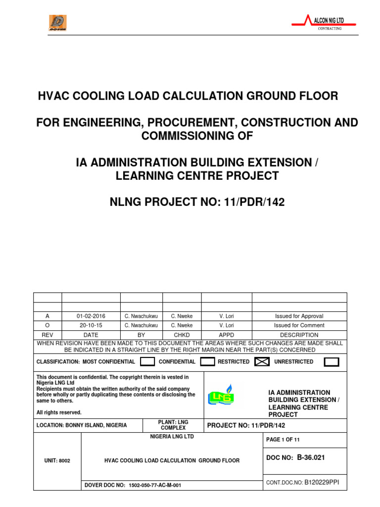 B-36.021 - Rev A-HVAC Cooling Load Calculation Report-Ground Floor | PDF | Lighting | Wall