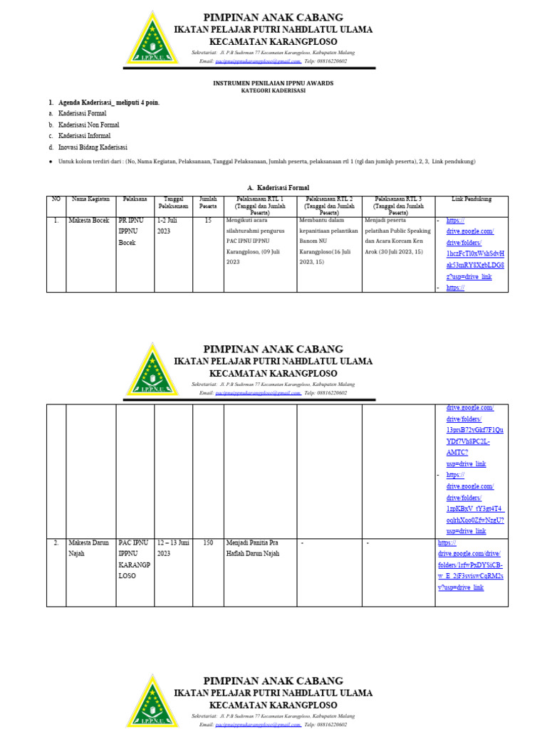 Format Kaderisasi | PDF Format Kaderisasi | PDF