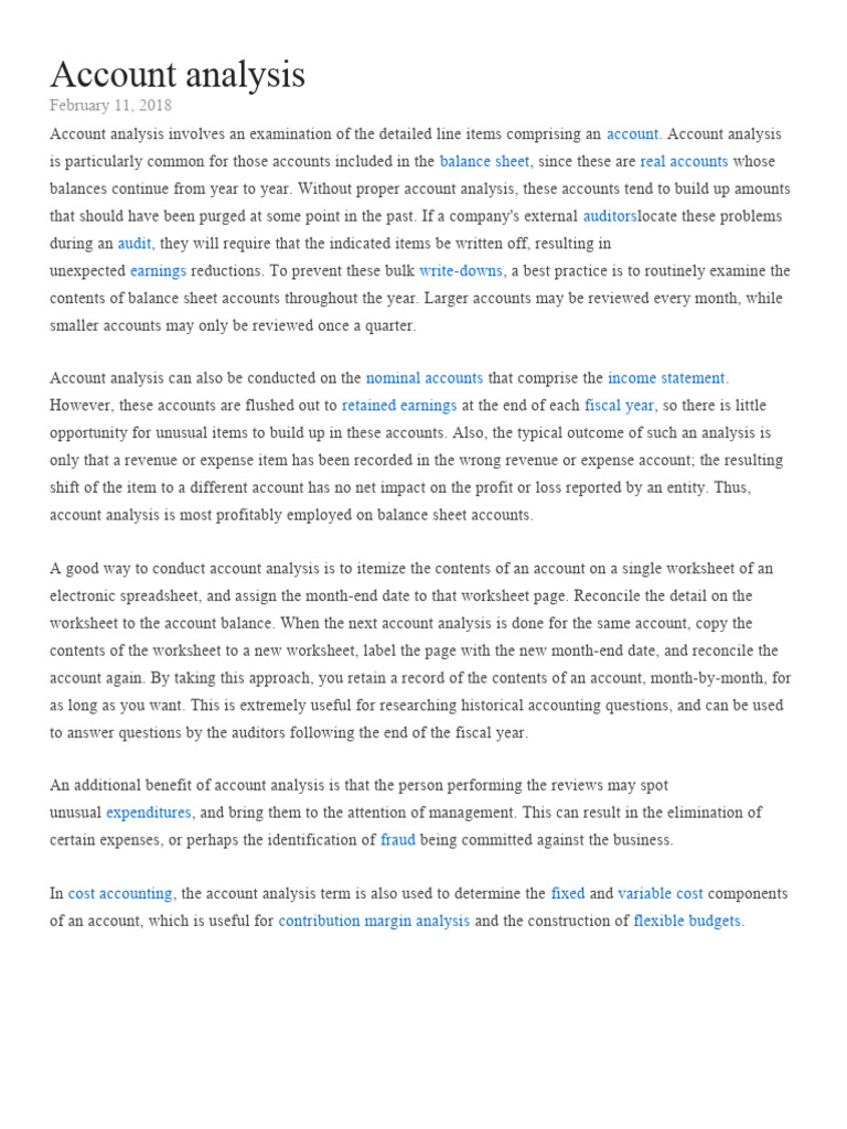 Account Analysis | PDF | Expense | Audit