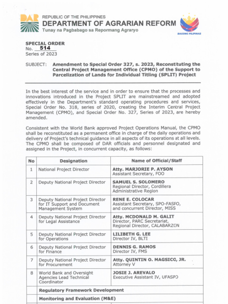 So 514 S2023 Amendment To Special Order 327 S2023 Reconstituting The ...