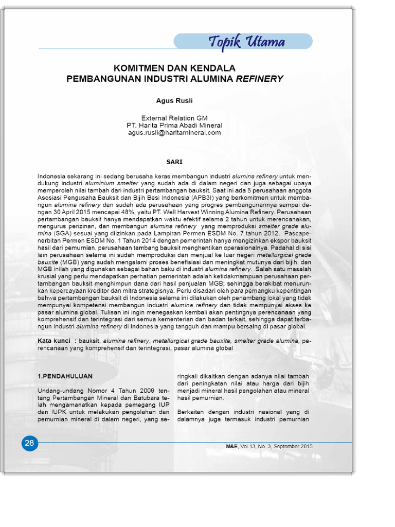 Agus Rusli. External Relation GM PT. Harita Prima Abadi Mineral SARI ...