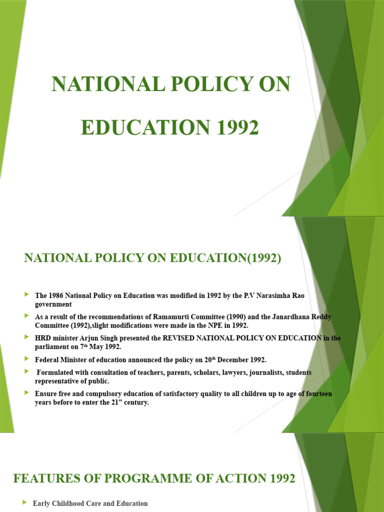 Revised National Education Policy 1992 | PDF | Adult Education | Learning