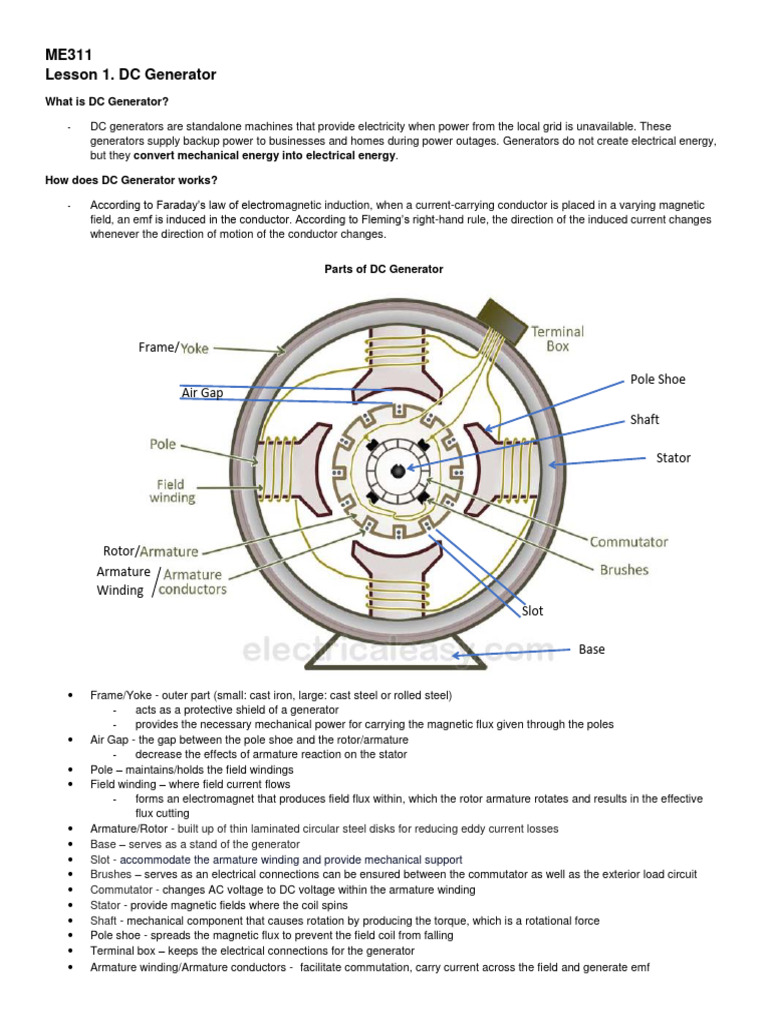 Lesson1 - DC Generators | PDF | Electric Generator | Electromagnetic ...
