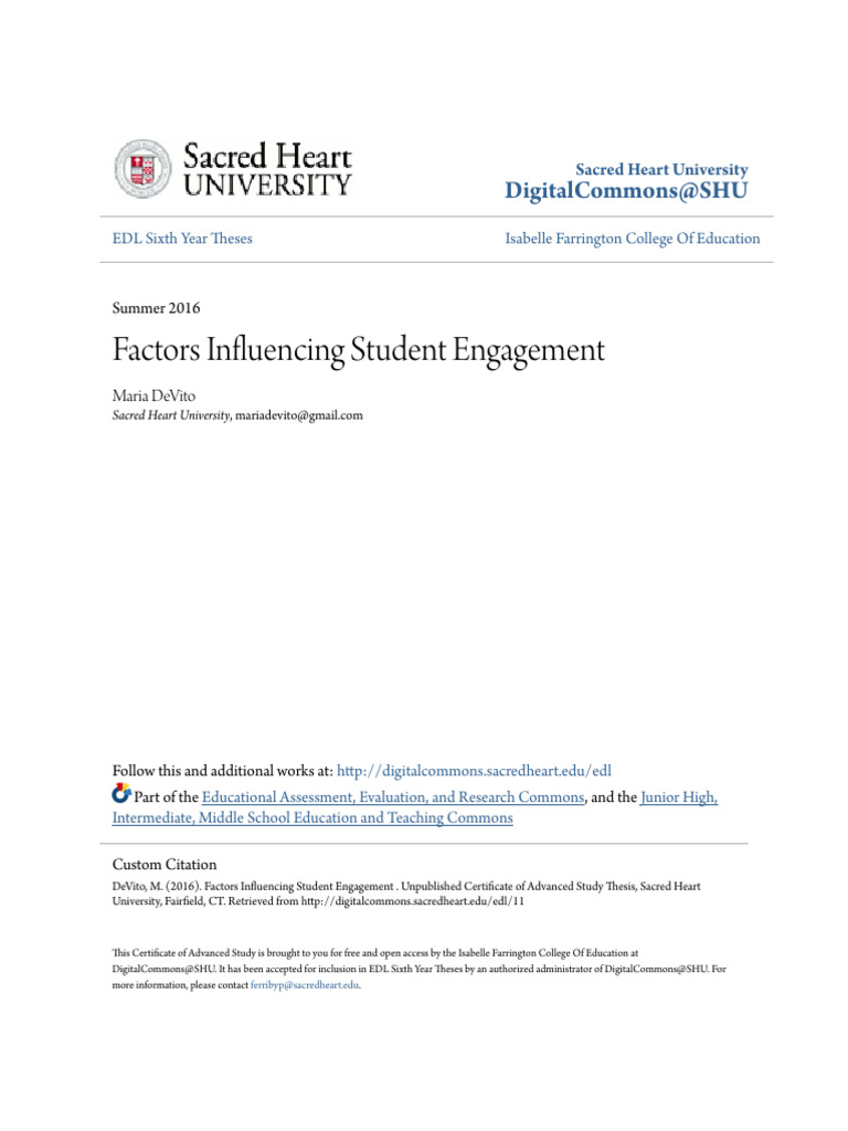 Factors Influencing Student Engagement | PDF | Methodology | Learning