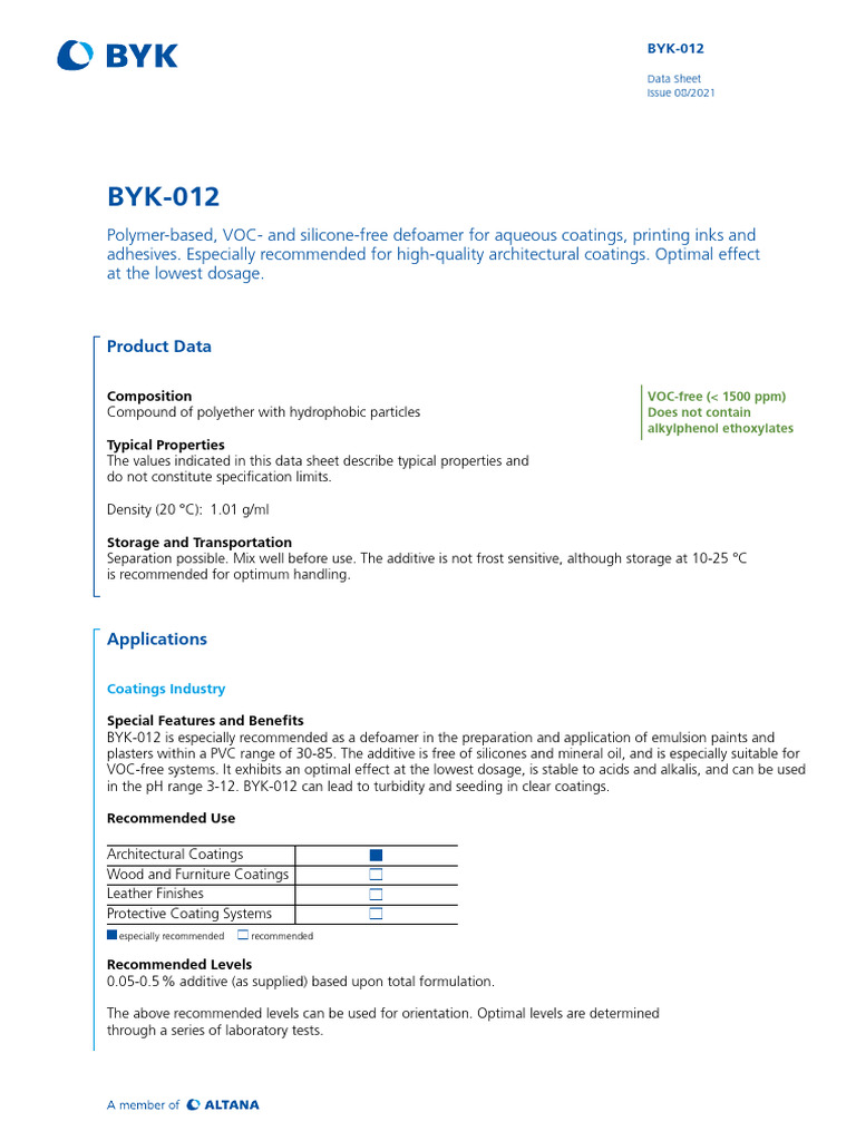 TDS Byk-012 en | PDF | Physical Sciences | Communication Design
