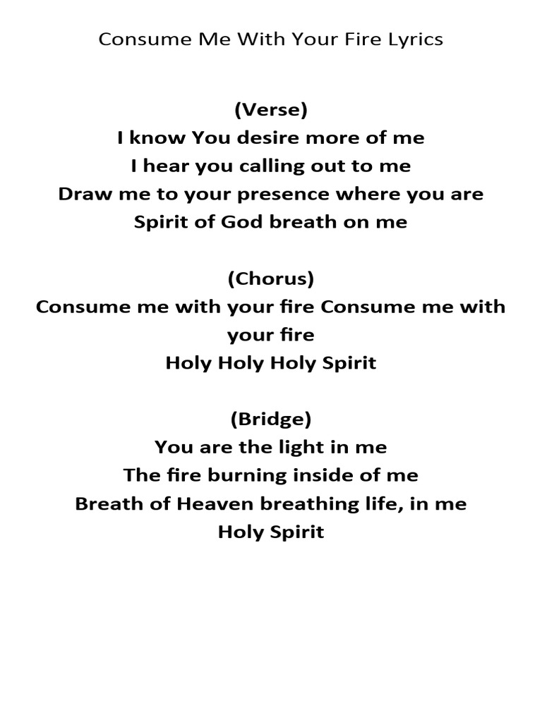 Consume Me With Your Fire Lyrics | PDF