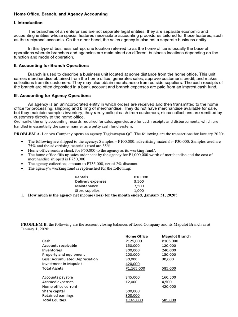 Home Office and Branch | PDF | Expense | Depreciation Home Office and Branch | PDF | Expense | Depreciation