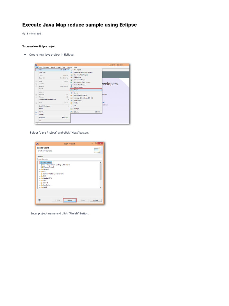 Execute Java Map Reduce Sample Using Eclipse Pdf Apache Hadoop Map Reduce 4373