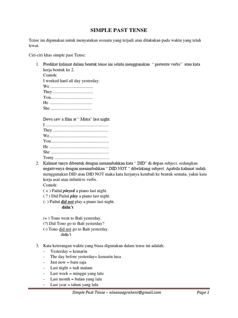 SIMPLE PAST TENSE (Materi) | PDF | Linguistic Morphology | Language ...