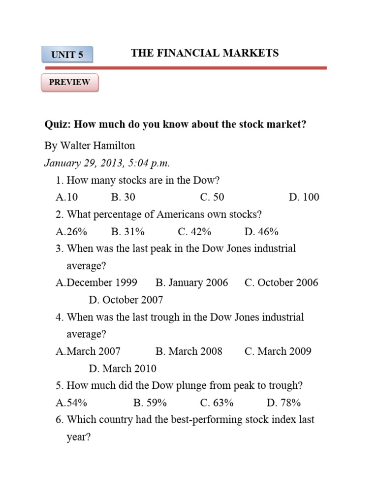 Bản Sao Unit 5 the Financial Markets | PDF | Financial Markets ... Bản Sao Unit 5 the Financial Markets | PDF | Financial Markets ...