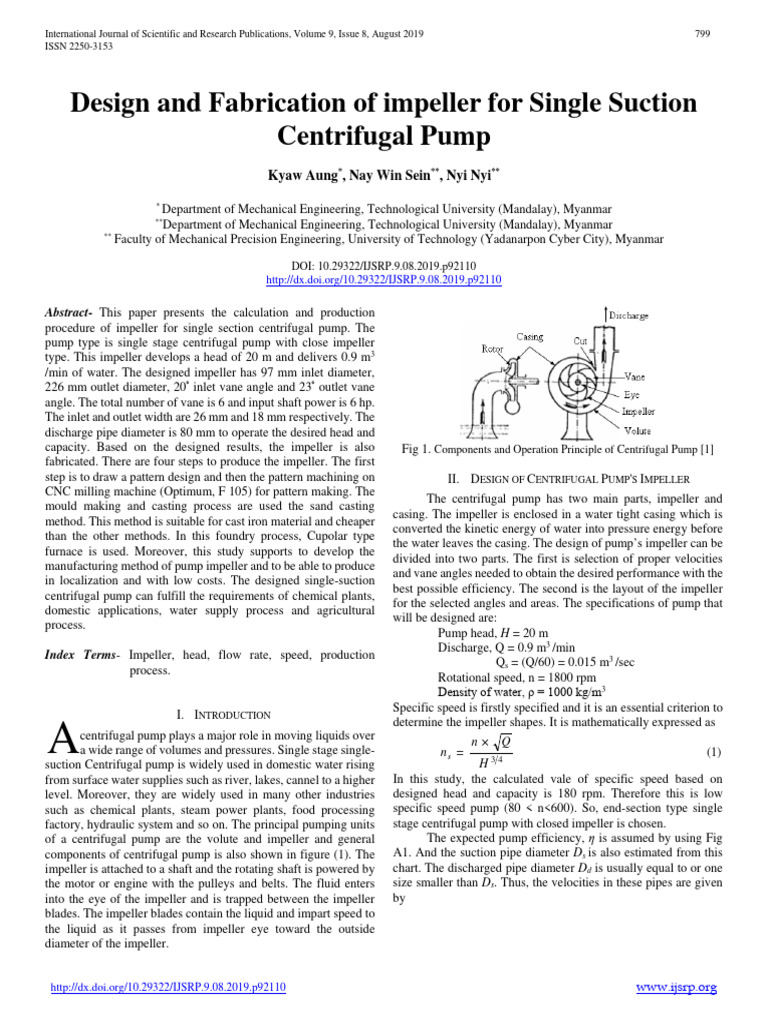 Design and Fabrication of Impeller For S | PDF | Pump | Chemical ...
