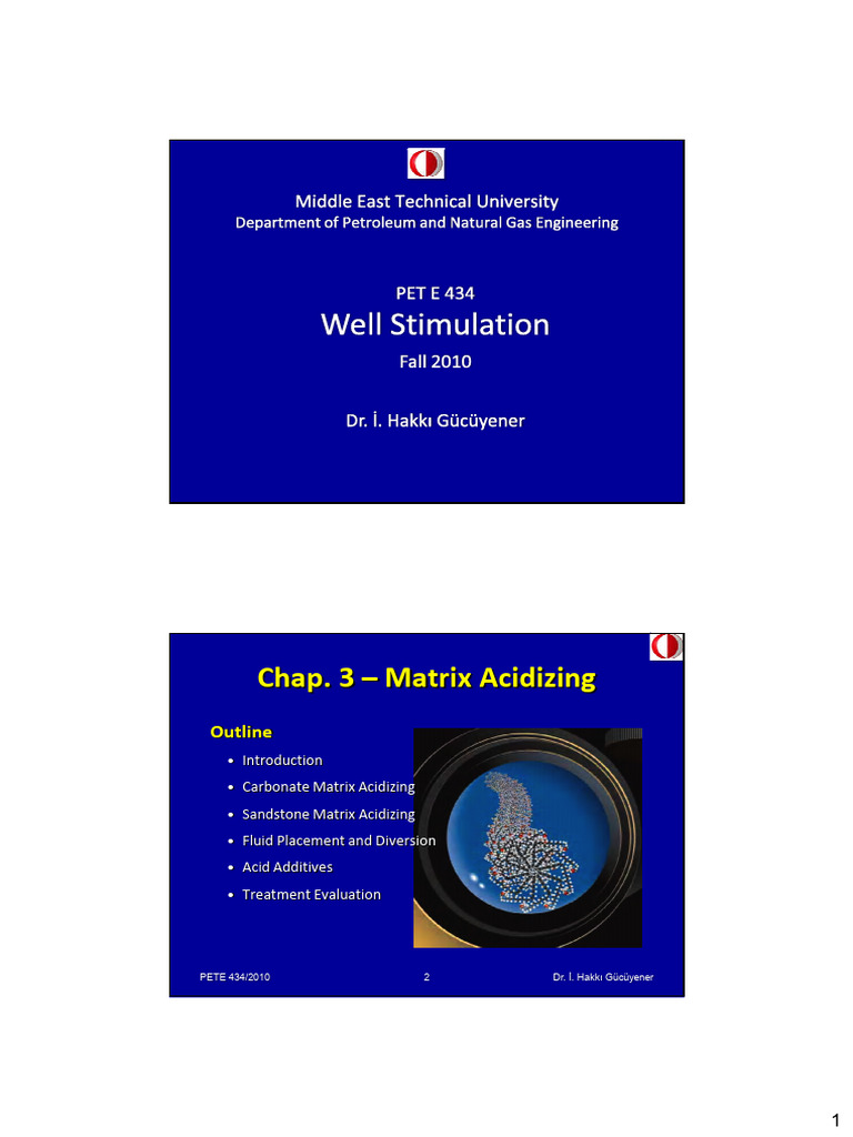 3.matrix Acidizing 3-1-2010 (2P) | PDF | Chemical Equilibrium | Acid