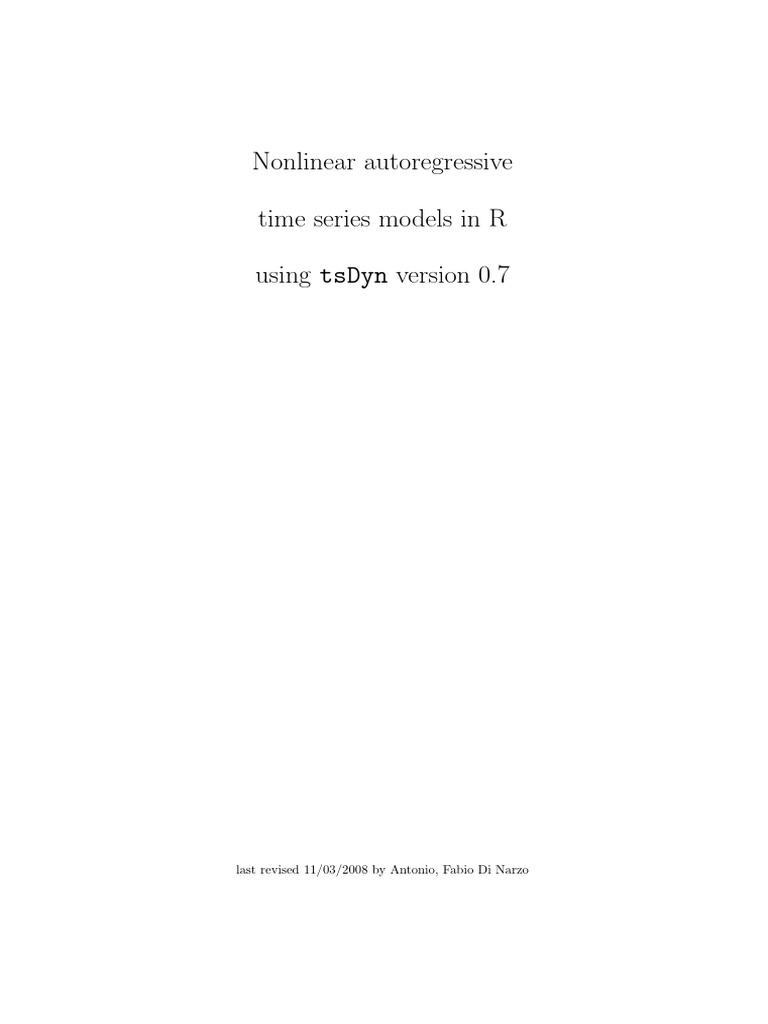 Ts Dyn | PDF | Time Series | Autoregressive Model