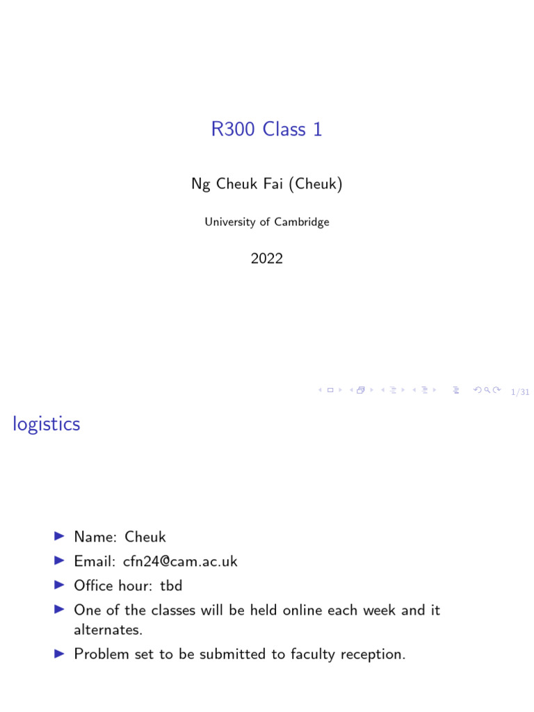 R300 MT Class 1 Slides | PDF | Probability Distribution | Probability Density Function