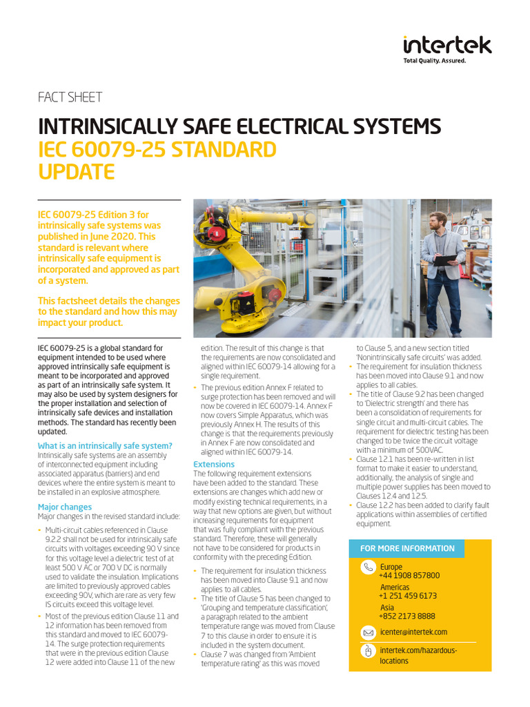 Intertek IEC EN 60079 25 Intrinsically Safe Electrical Systems | PDF ...