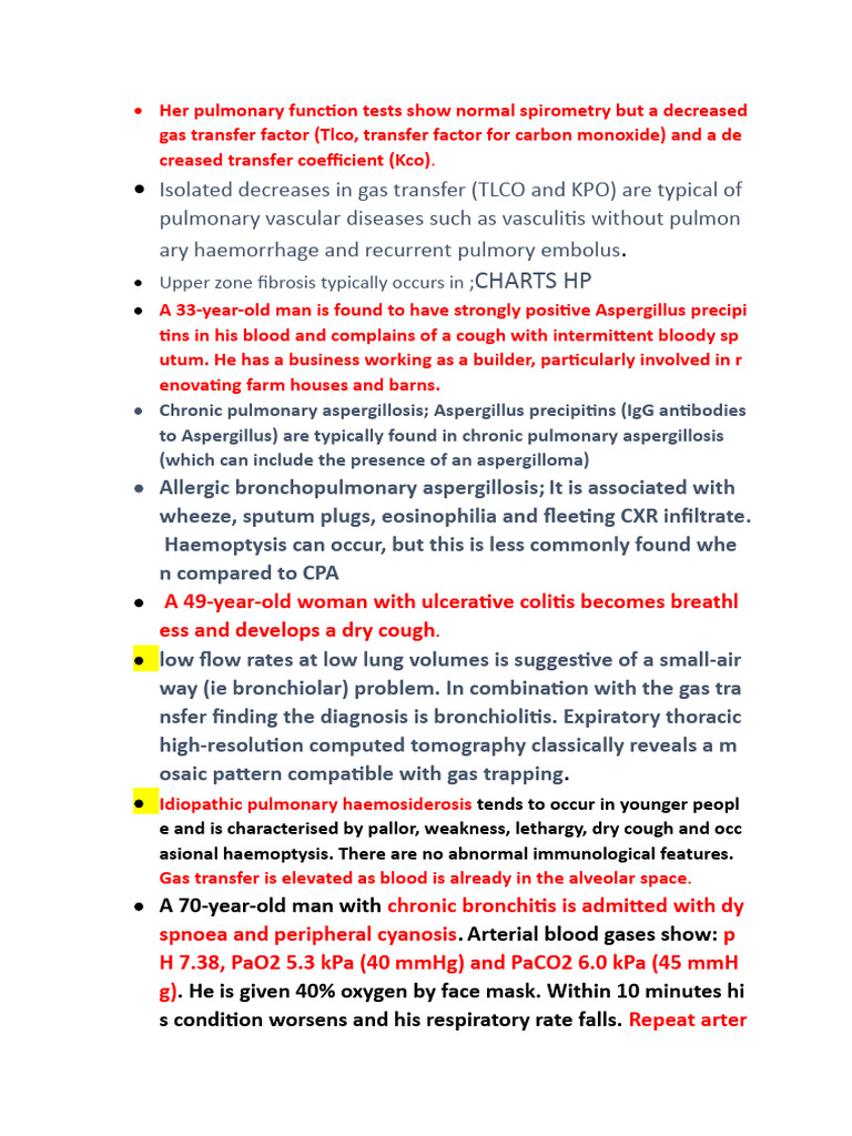 Respiratory Pastest Notes | PDF | Pneumonia | Respiratory Diseases