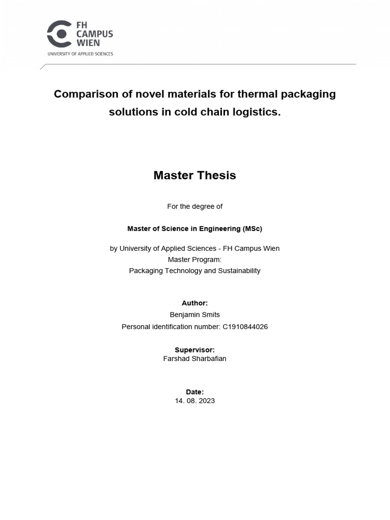Comparison of Novel Materials For Thermal Packaging Solutions in Cold ... Comparison of Novel Materials For Thermal Packaging Solutions in Cold ...