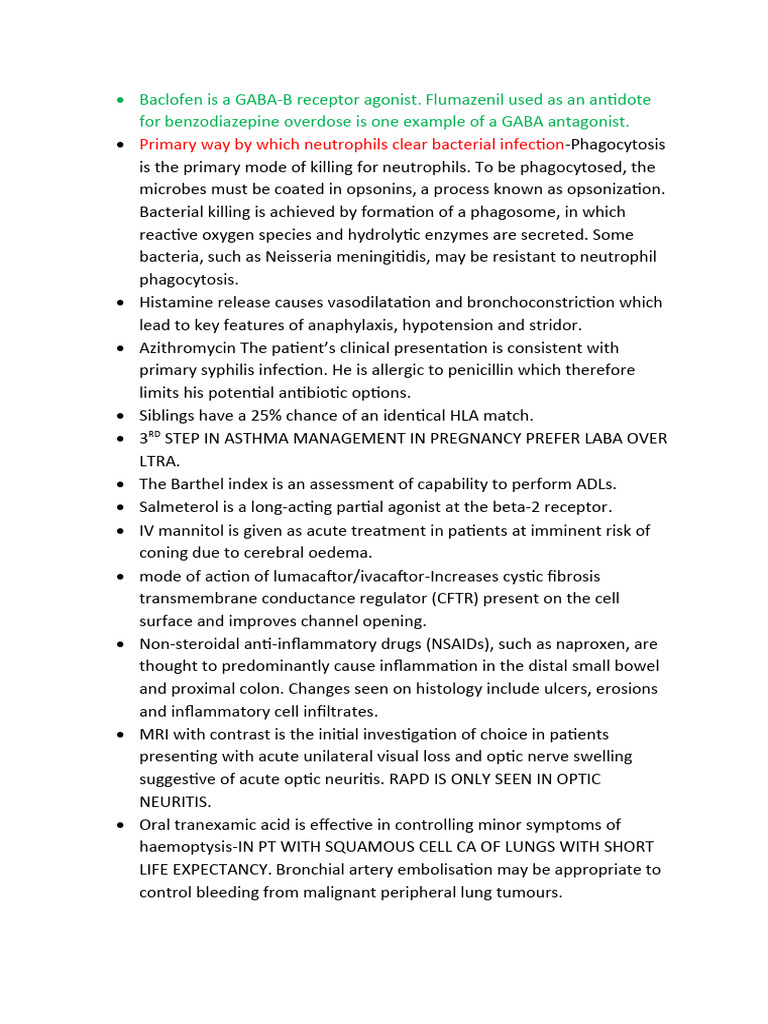 MRCP 1 Pastpaper Jan 2020 | PDF | Inflammation | Diseases And Disorders