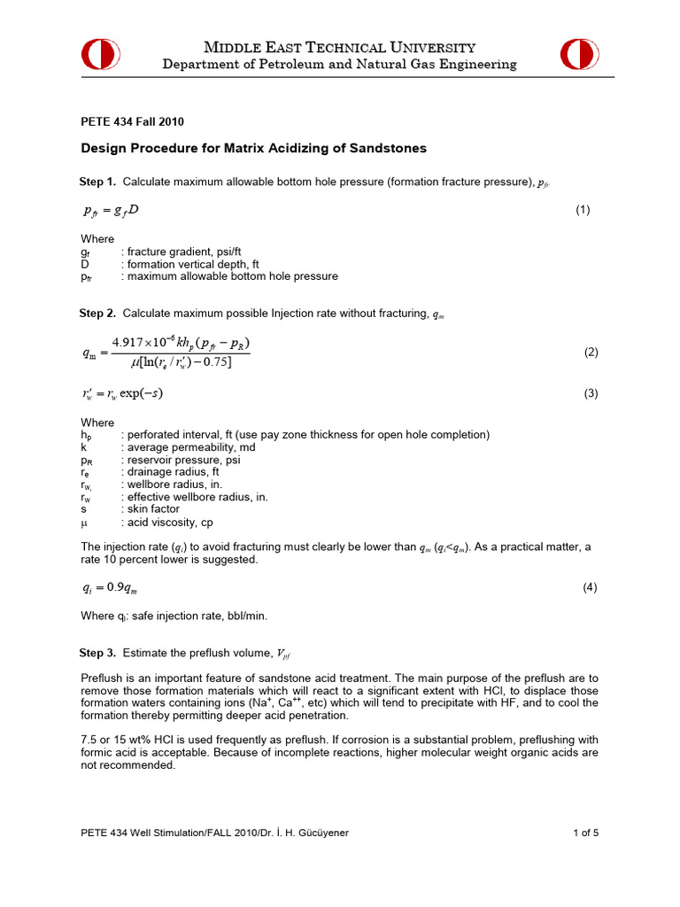Matrix Acidizing Design Guide | PDF | Chemical Engineering | Gases