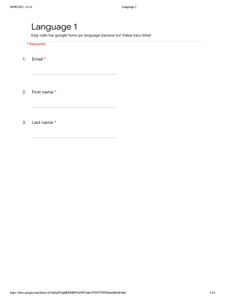 Language 1 - Google Forms | PDF