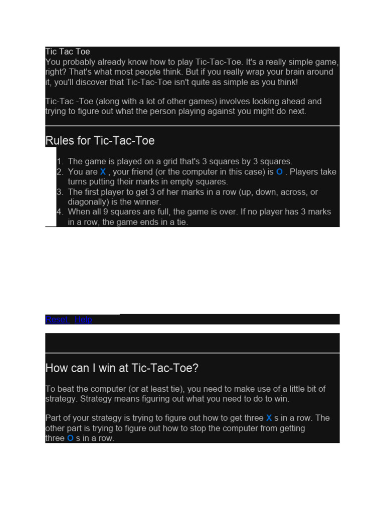 Tic Tac Toe Rules and Mechanics | PDF | Sports & Recreation | Games ...