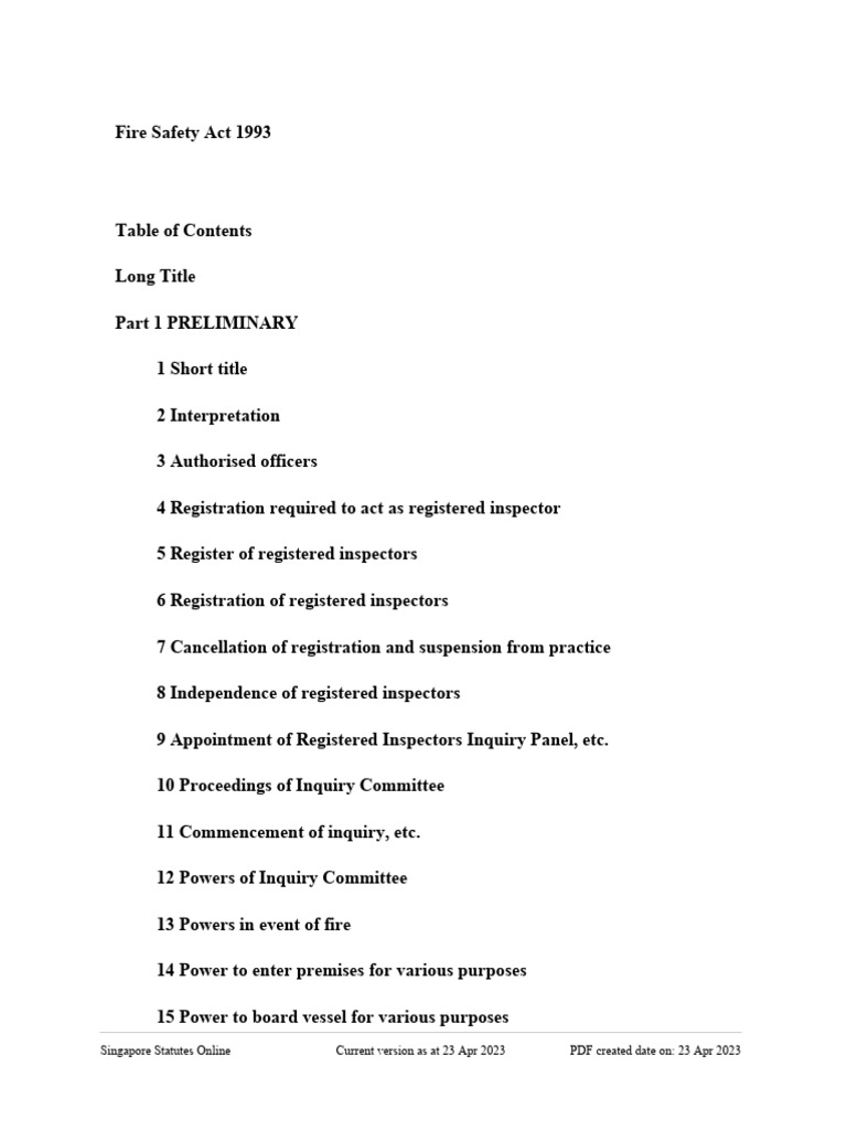 Fire Safety Act 1993 | PDF | Fires | Fire Safety