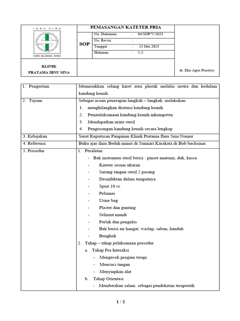 Pemasangan Kateter Pria | PDF