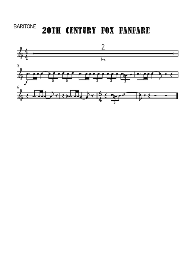 20th Century Fox Fanfare - Baritone | PDF | Classics | Social Science