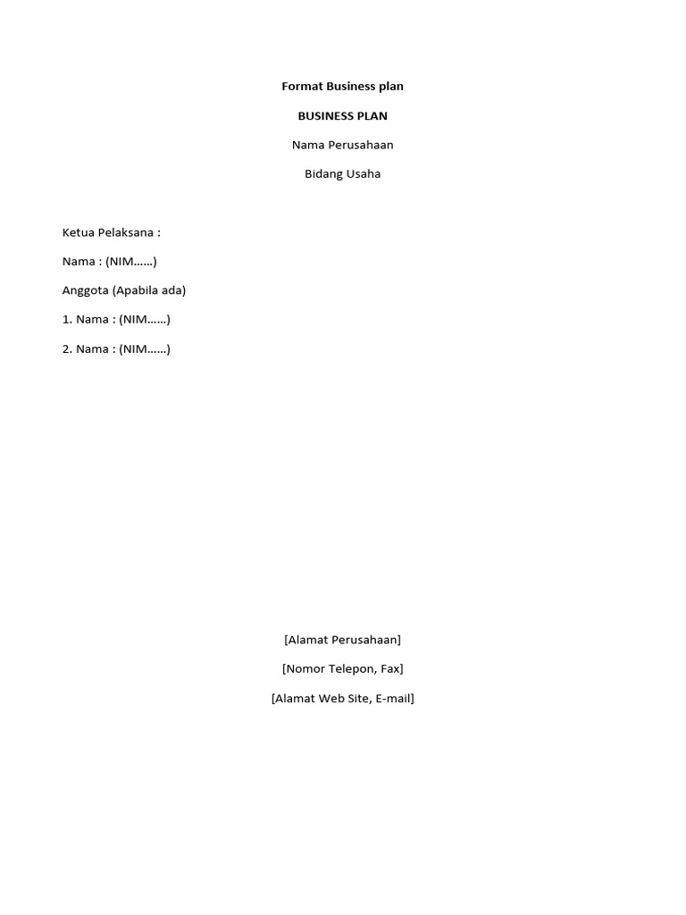 Format Business Plan | PDF | Bisnis | Komputer