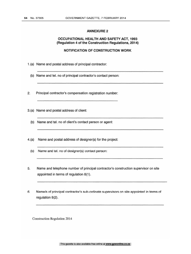 Notification of Construction Work | PDF