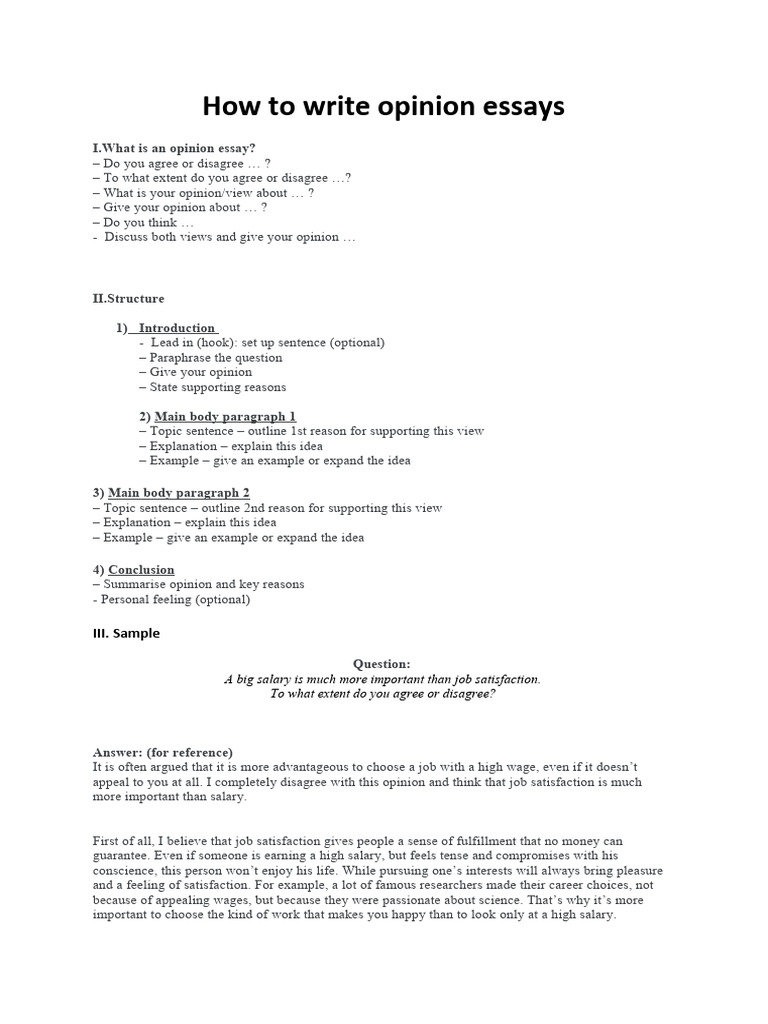 Opinion Essay Writing Guide | PDF | Essays | Reason