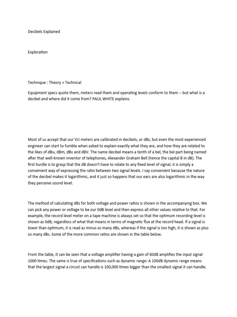 Decibels Explained | PDF | Decibel | Information And Communications ...