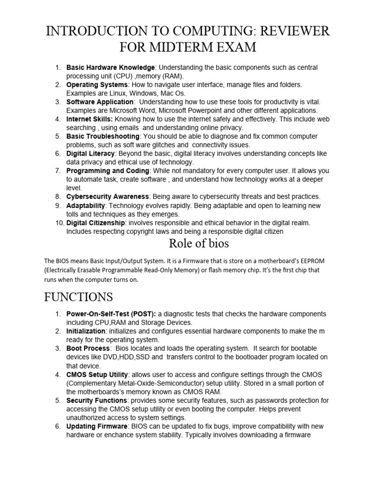 Introduction To Computing | PDF | Bios | Booting Introduction To Computing | PDF | Bios | Booting