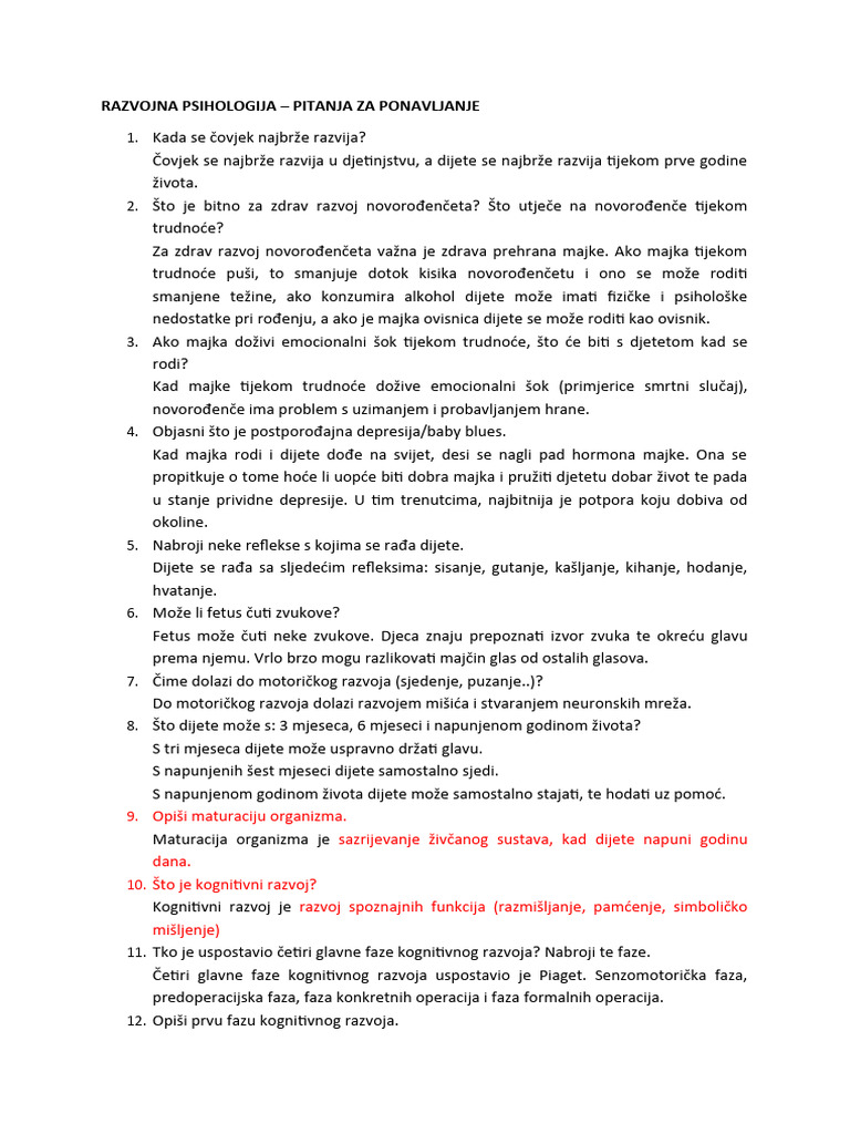 Razvojna Psihologija | PDF