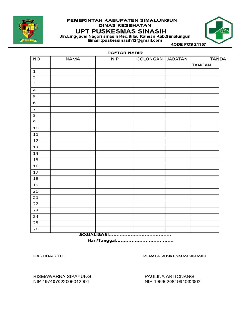 Daftar Hadir Akred | PDF