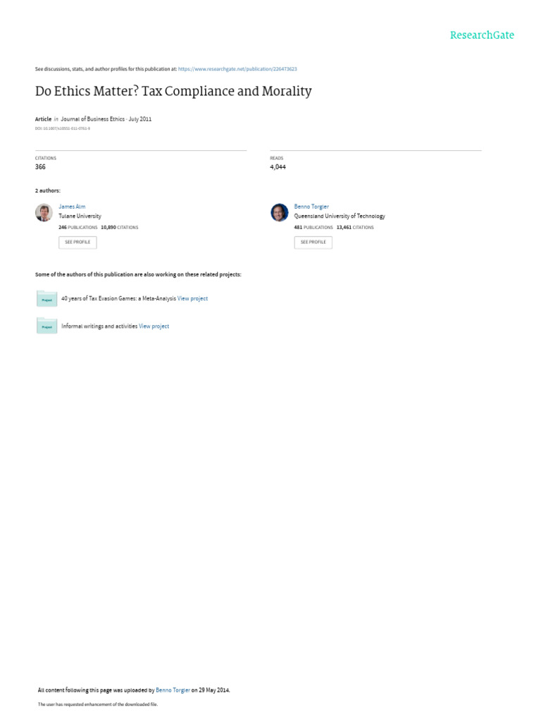 2 Do Ethics Matter Tax Compliance and Morality | PDF | Taxes | Tax Evasion